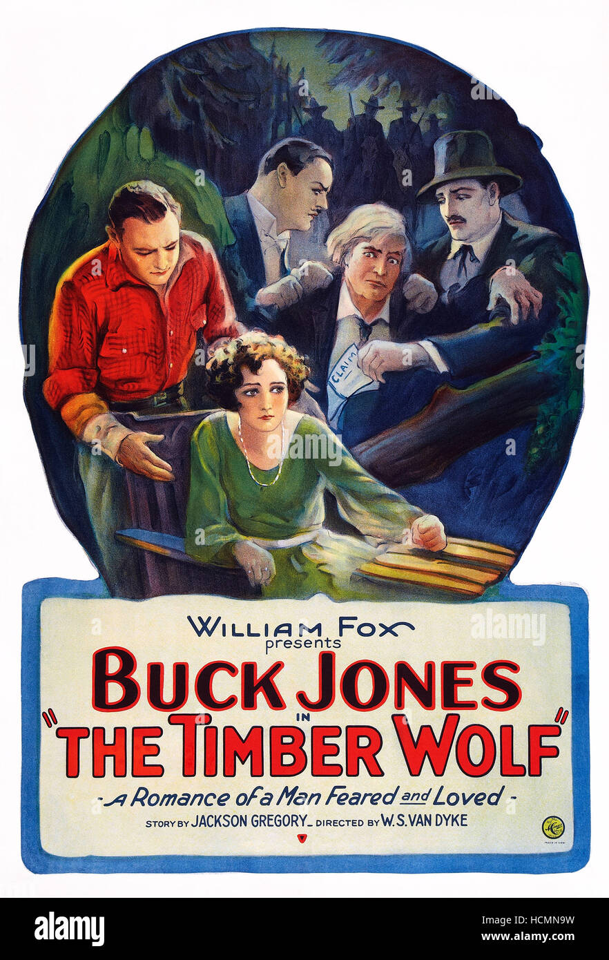TIMBER WOLF, aka THE TIMBER WOLF), US poster art, left: Buck Jones ...
