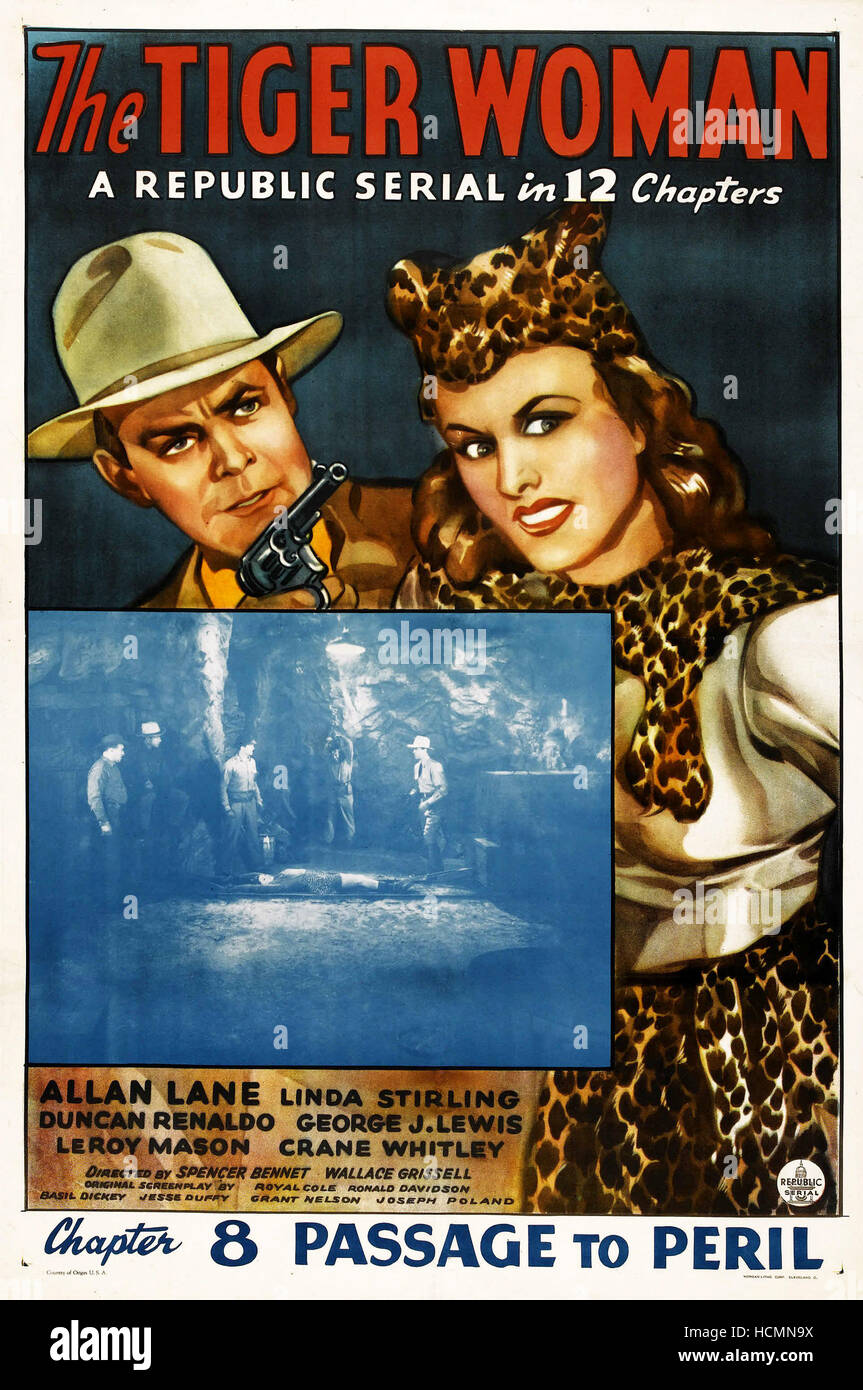 THE TIGER WOMAN, U.S. poster art, from left: Allan Lane, Linda Stirling ...
