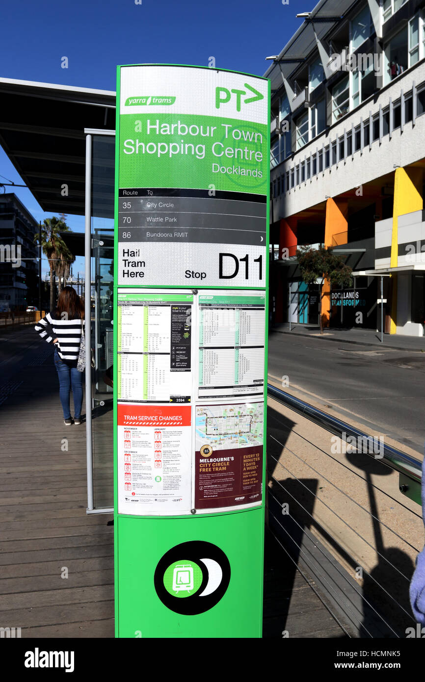 Harbor Town, Docklands tram stop sign Stock Photo - Alamy