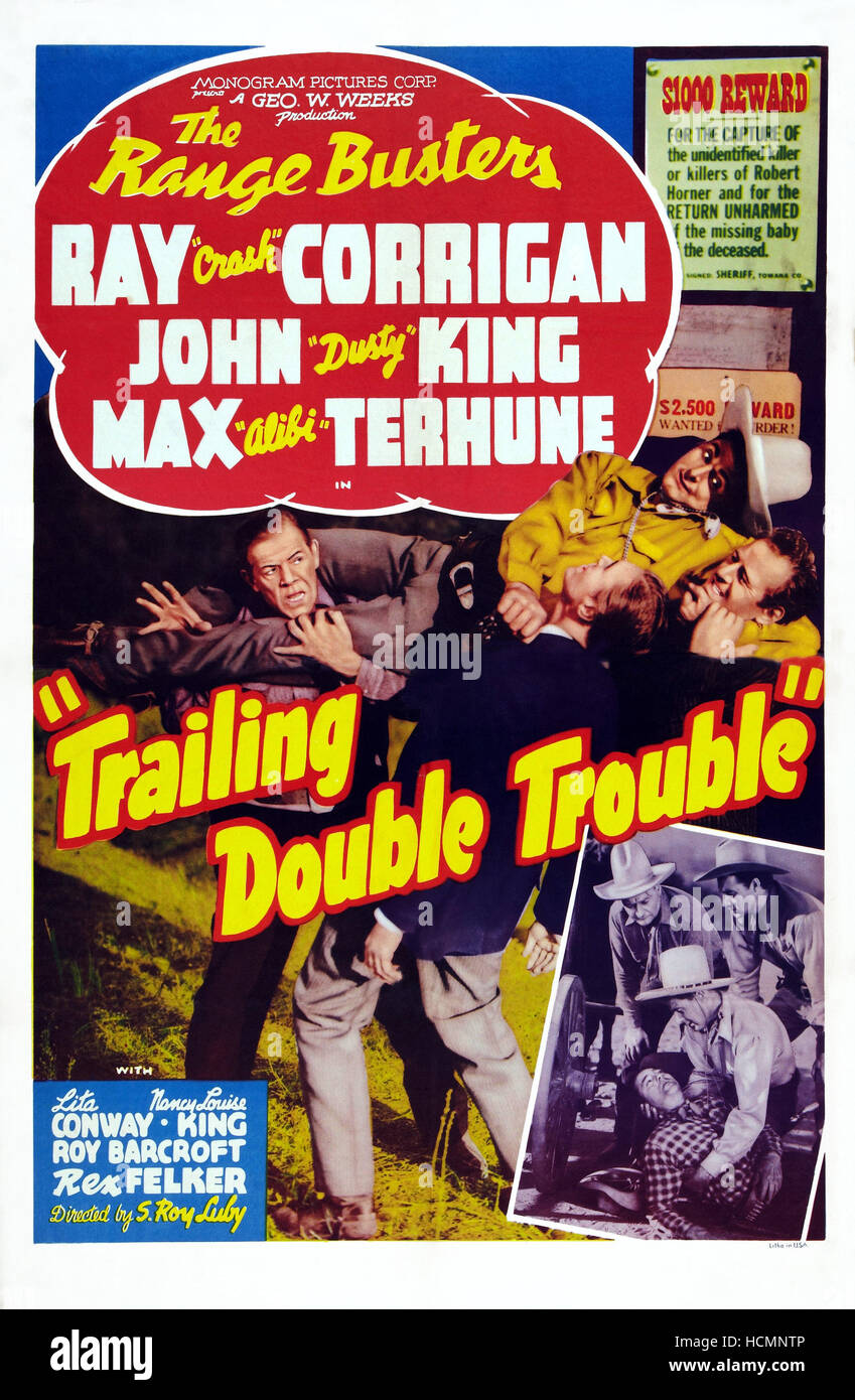 TRAILING DOUBLE TROUBLE, US poster art, top left: Kenne Duncan, 1940 ...