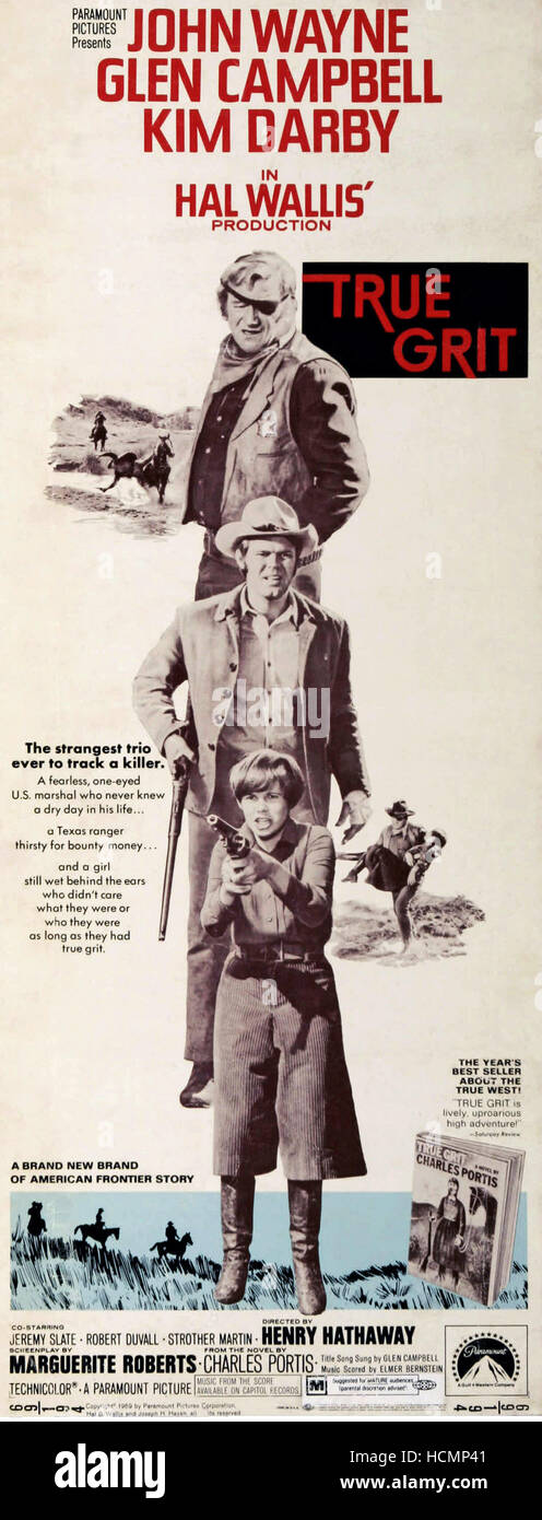TRUE GRIT, US poster art, from top: John Wayne, Glen Campbell, Kim ...