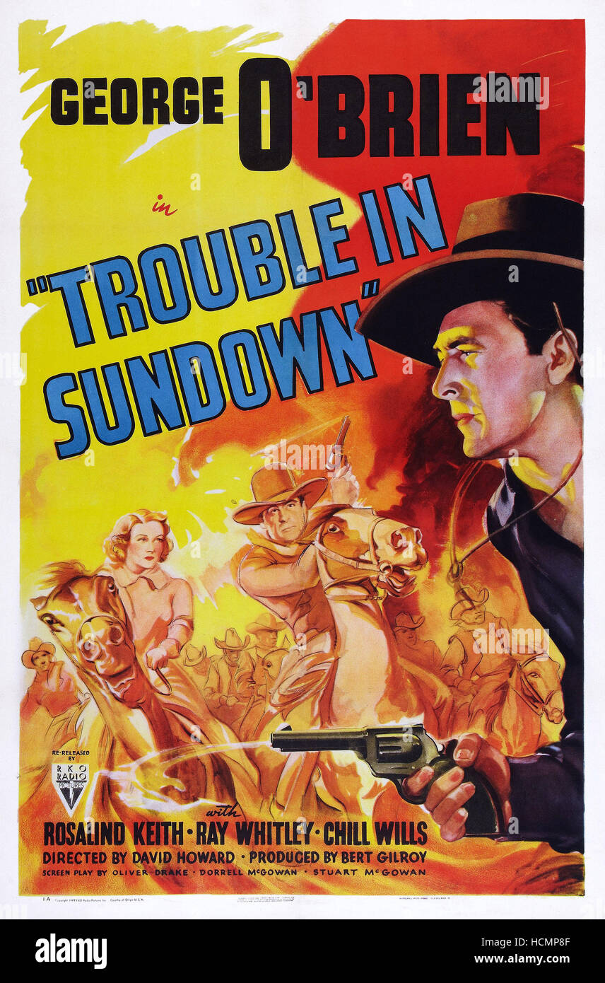 TROUBLE IN SUNDOWN, US poster art, George O'Brien, 1939 Stock Photo - Alamy