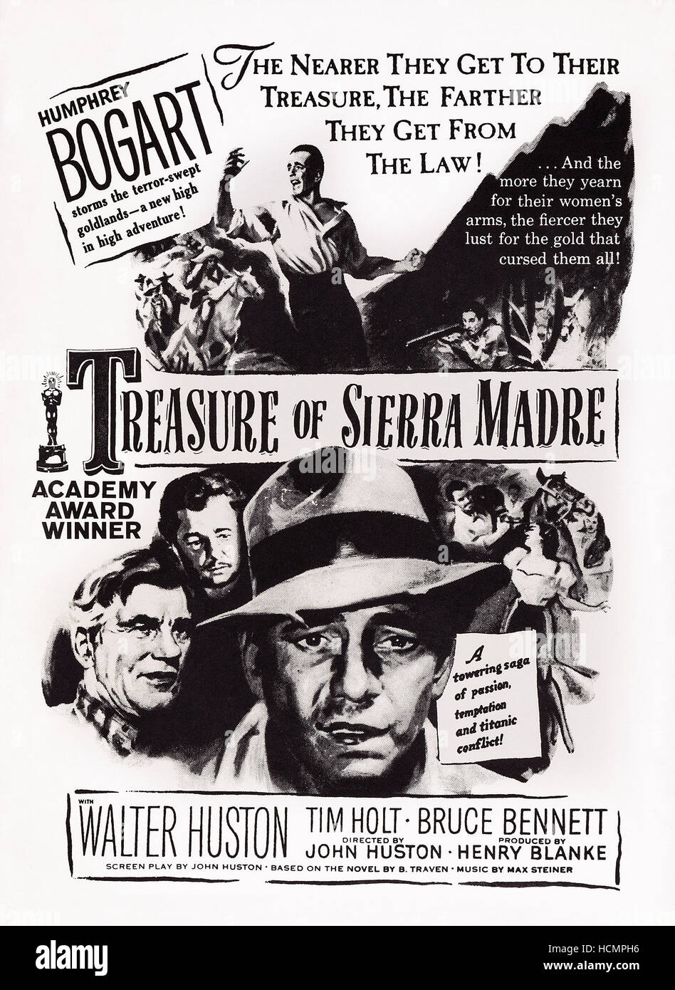 THE TREASURE OF THE SIERRA MADRE, US poster art, bottom from left ...