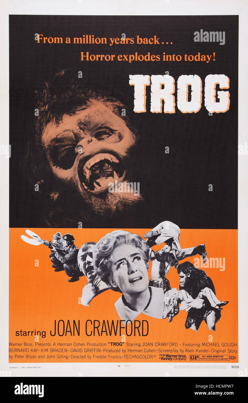 TROG, Us poster art, from top: Joe Cornelius, Joan Crawford, 1970 Stock ...