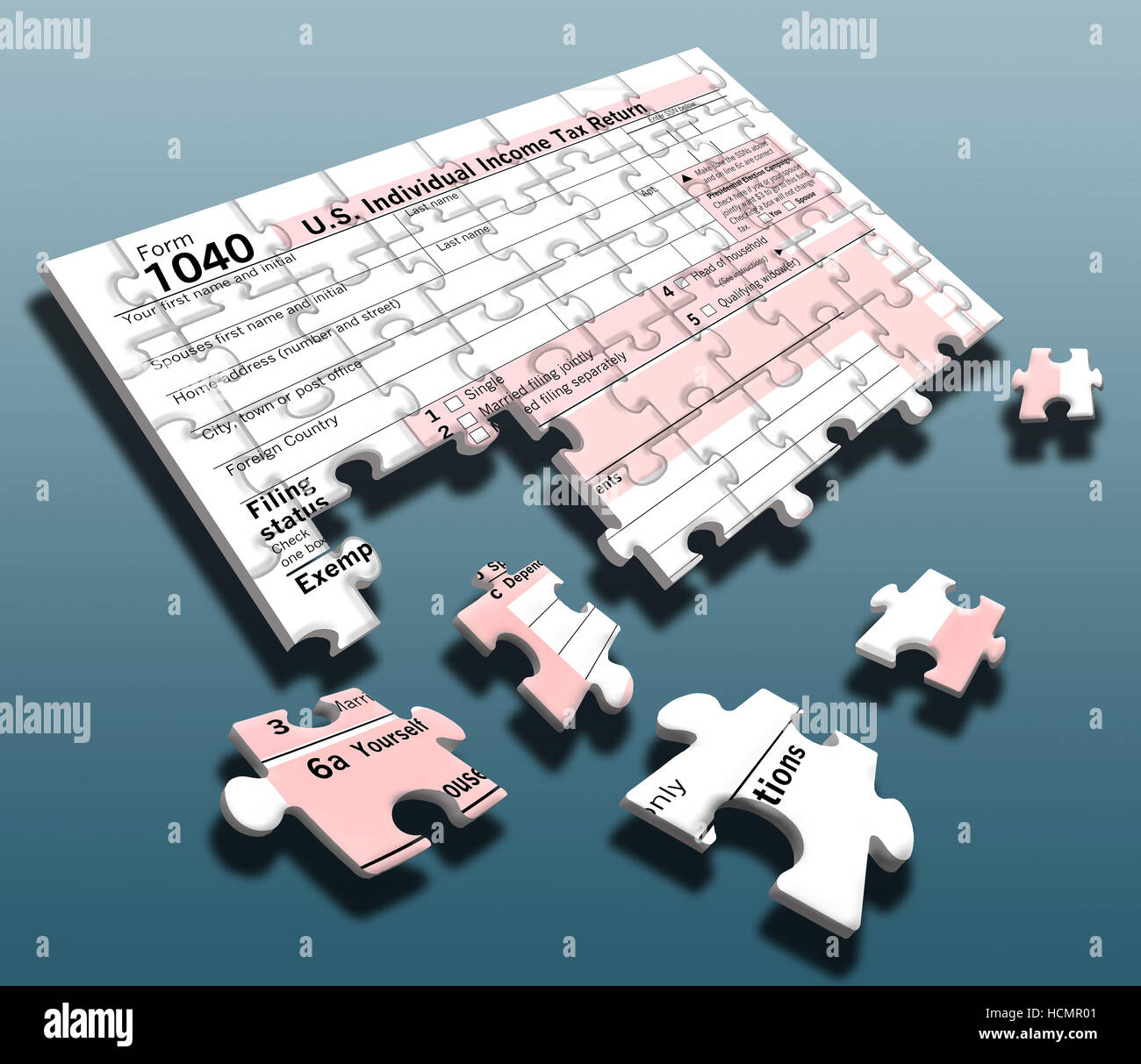 A U.S. individual income tax return has been turned into a jigsaw ...