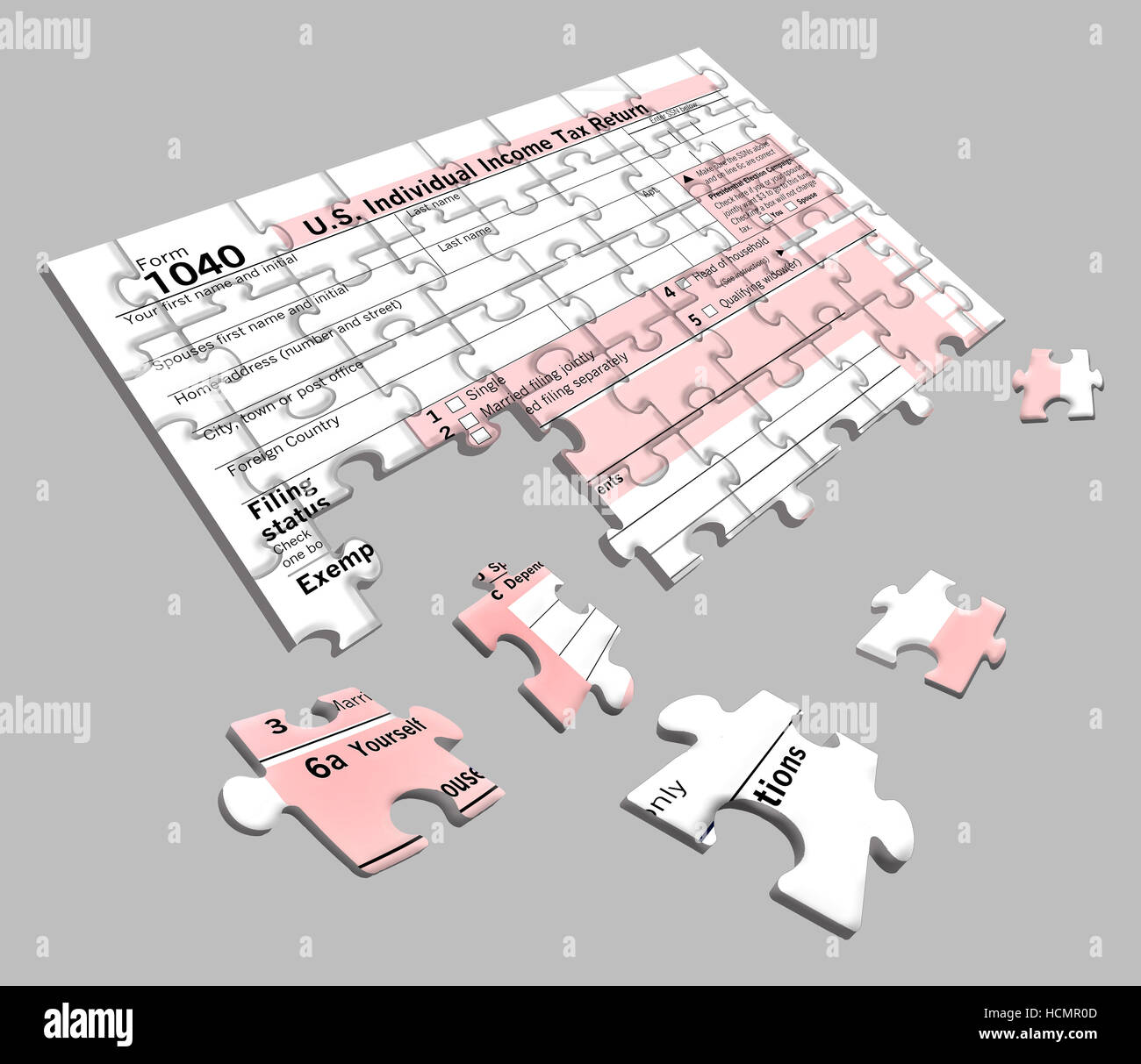 A U.S. individual income tax return has been turned into a jigsaw ...