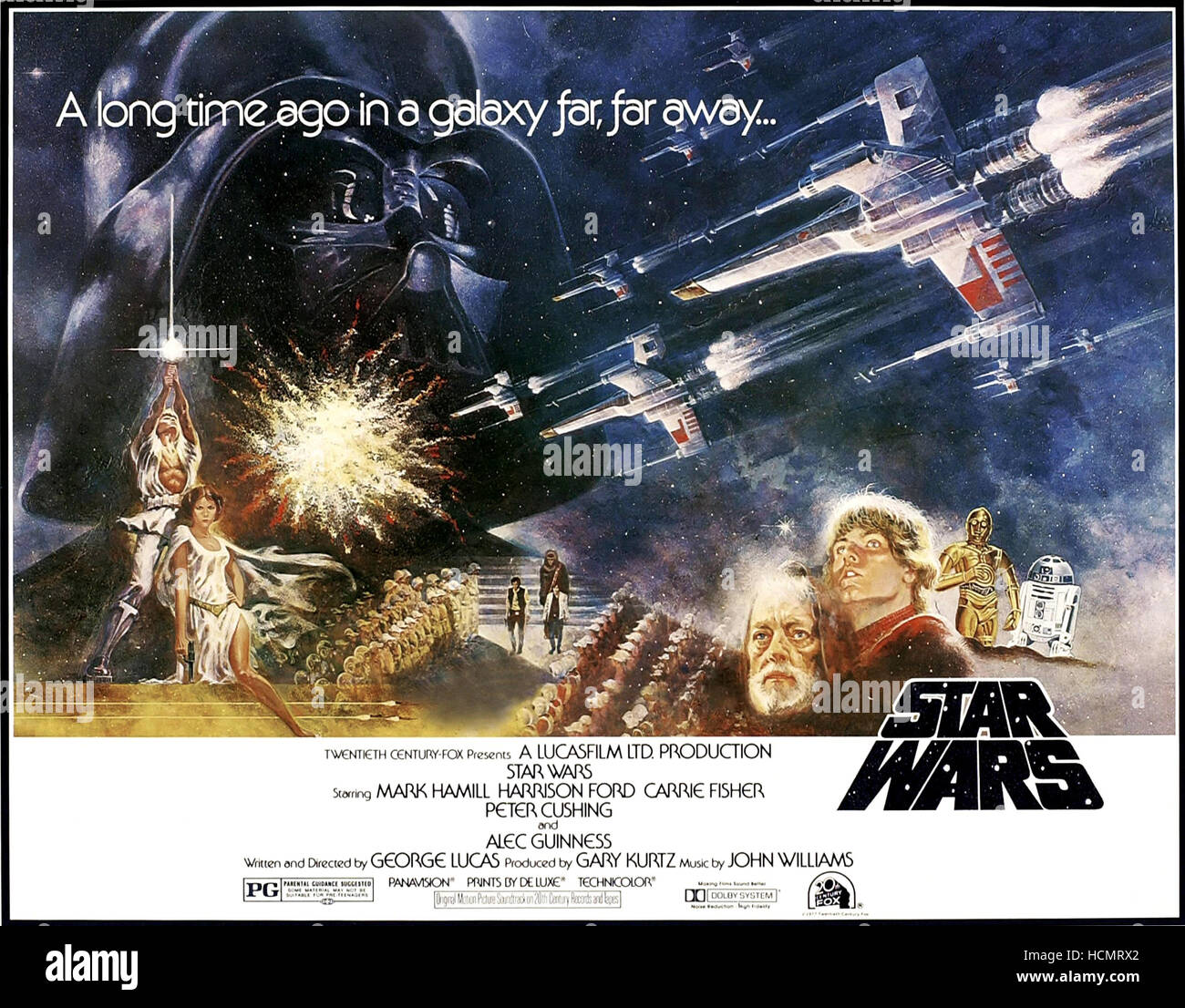 STAR WARS, (aka STAR WARS: EPISODE IV - A NEW HOPE), US poster art, Darth Vader, Carrie Fisher ...