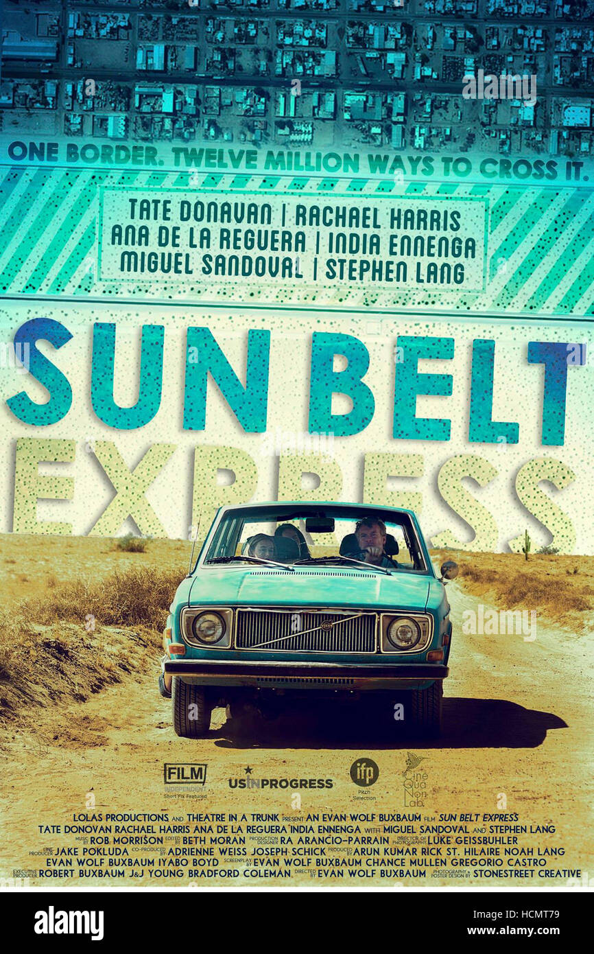 SUN BELT EXPRESS, poster, front seat, from left: India Ennenga, Tate ...