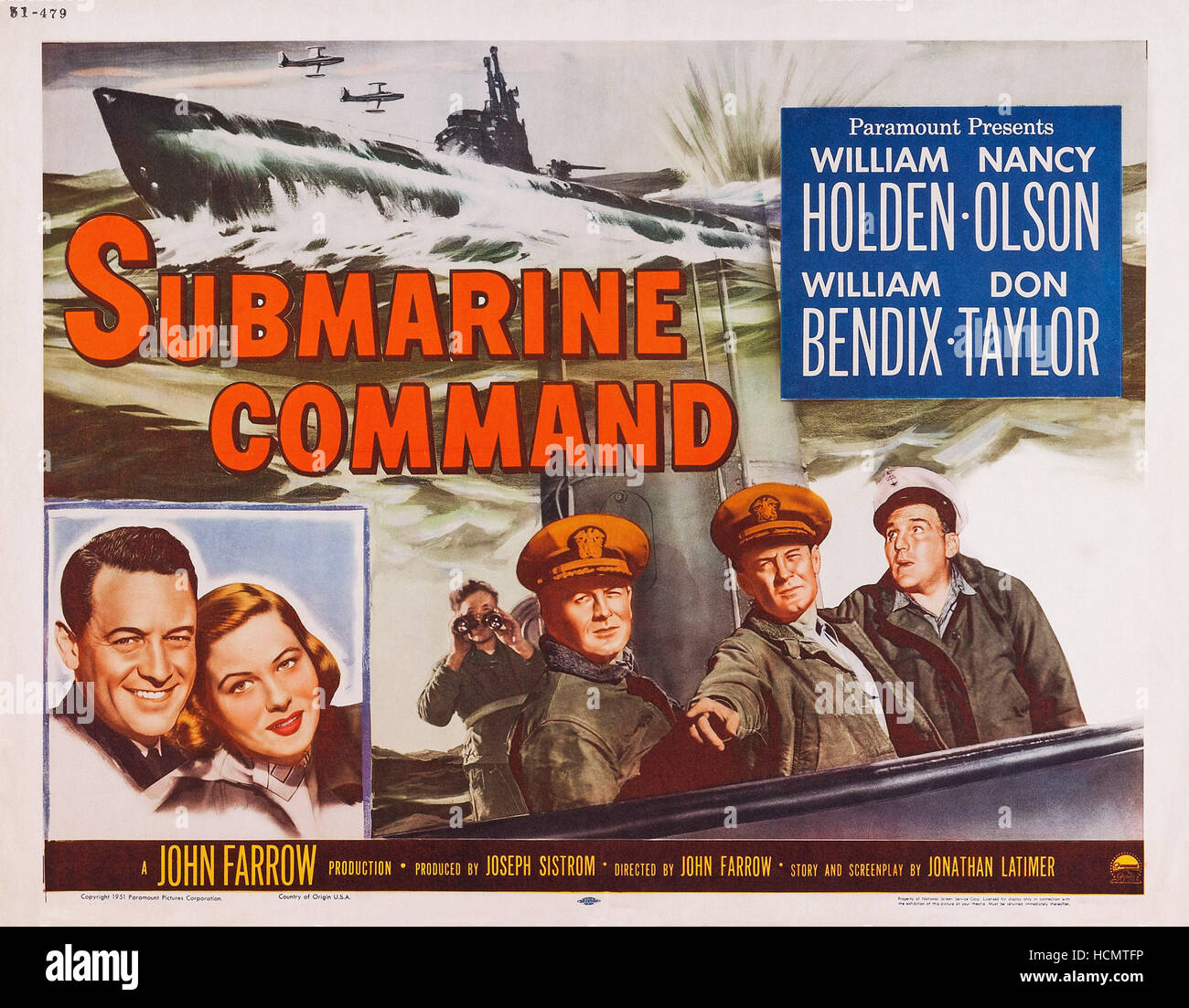 SUBMARINE COMMAND, l-r: William Holden, Nancy Olson, Don Taylor, William Holden, William Bendix ...