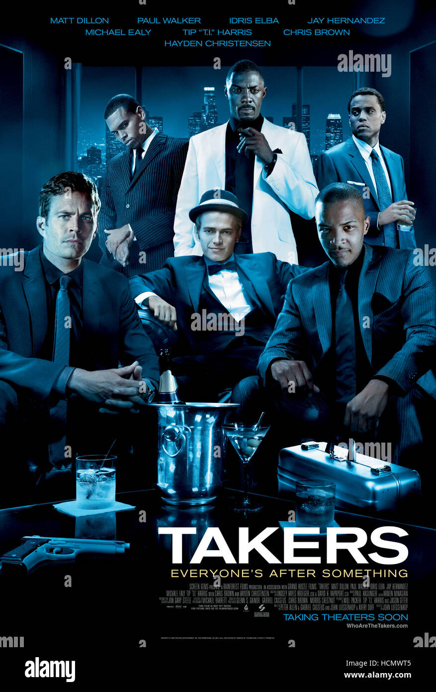 TAKERS, back row from left: Chris Brown, Idris Elba, Michael Ealy ...