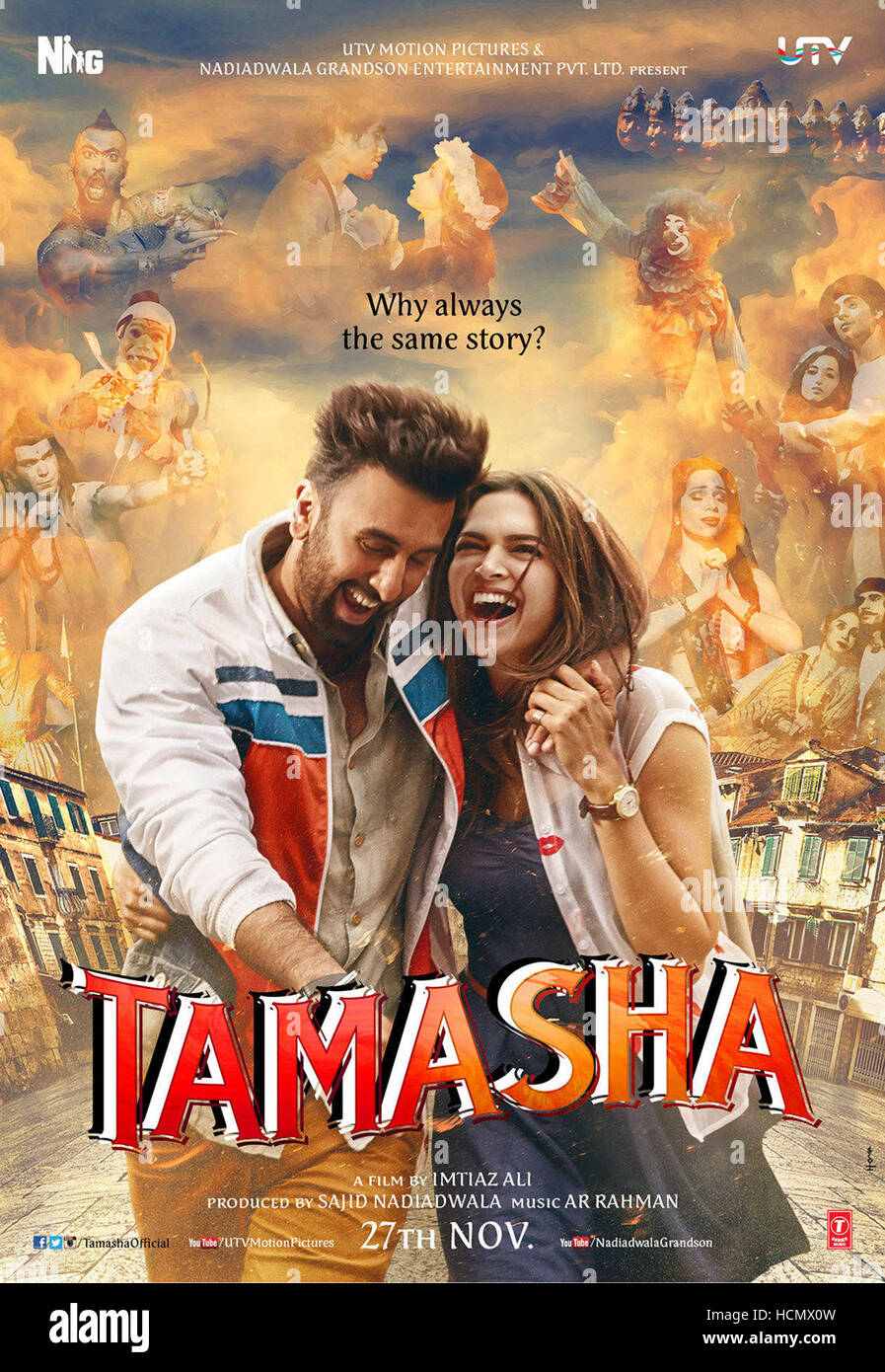 TAMASHA, poster, from left: Ranbir Kapoor, Deepika Padukone, 2015. ©UTV ...
