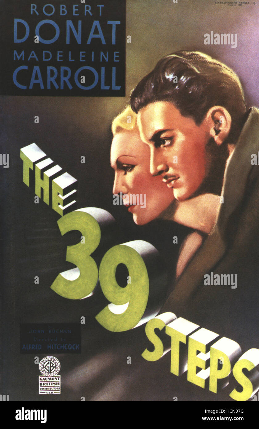 THE 39 STEPS, from left: Madeleine Carroll, Robert Donat, 1935 Stock Photo - Alamy