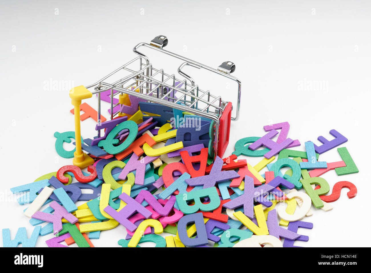Toy trolley with wood alphabet letter Stock Photo - Alamy