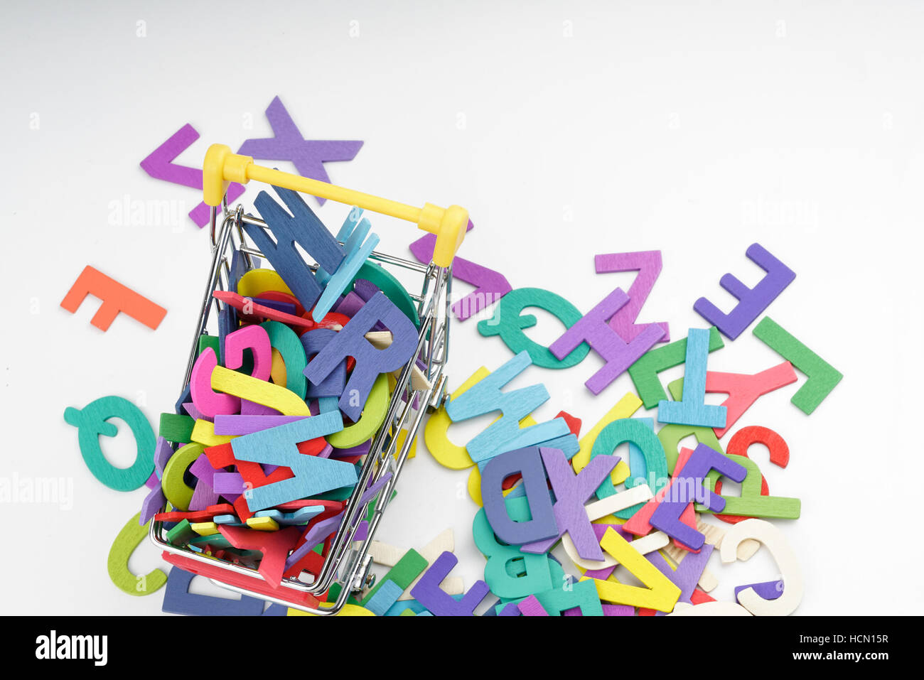 Toy trolley with wood alphabet letter Stock Photo - Alamy