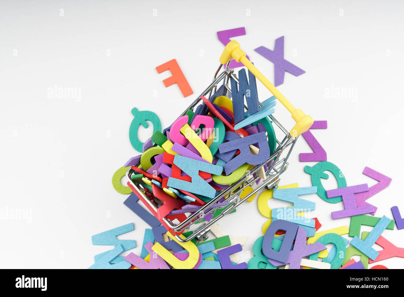 Toy trolley with wood alphabet letter Stock Photo - Alamy