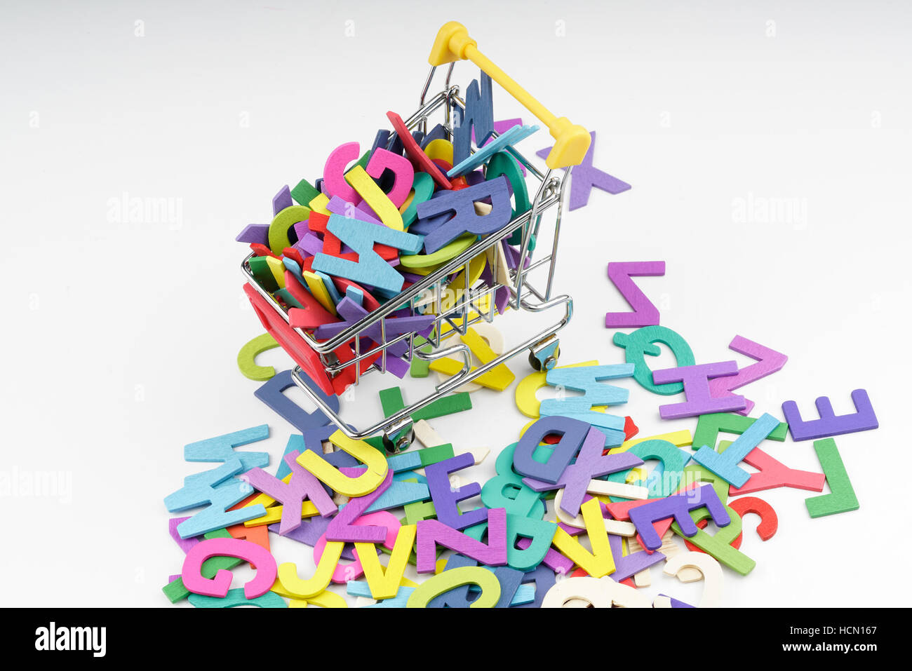 Toy trolley with wood alphabet letter Stock Photo - Alamy