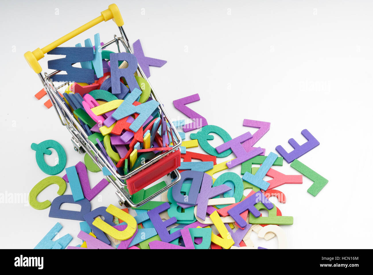 Toy trolley with wood alphabet letter Stock Photo - Alamy