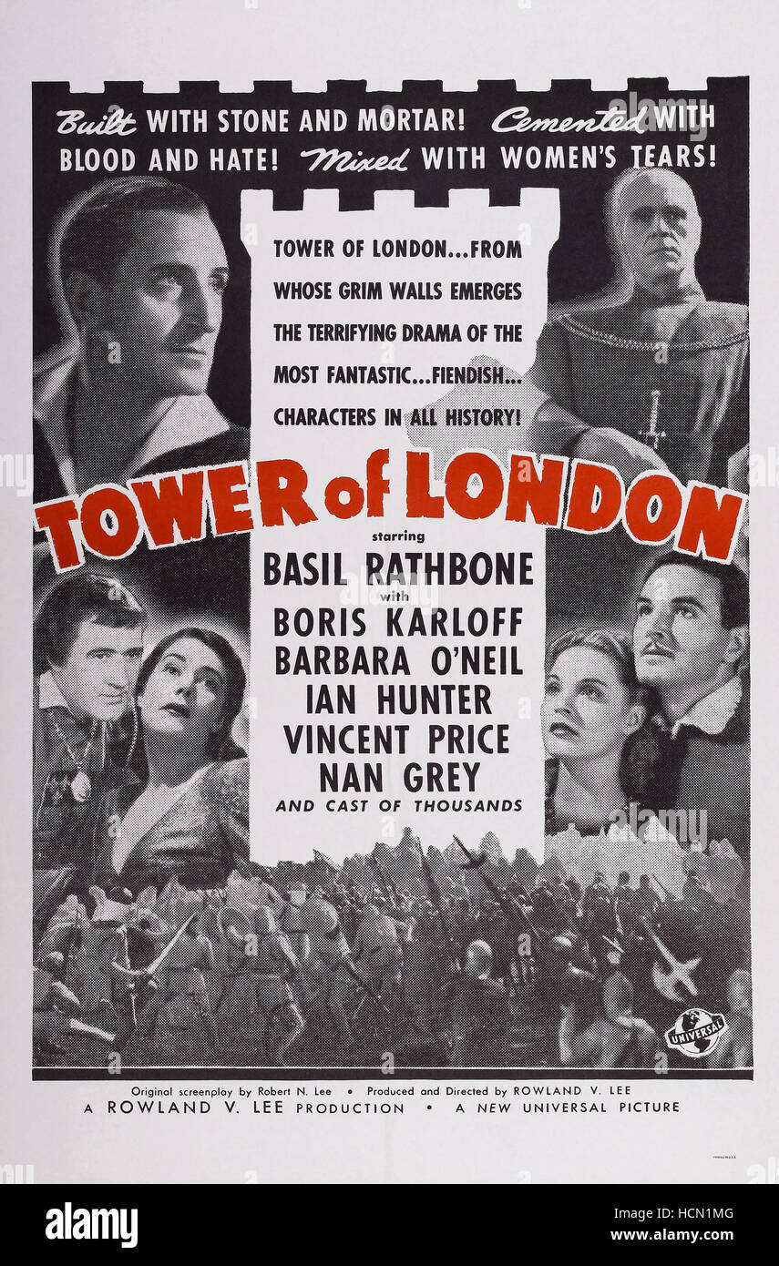 TOWER OF LONDON, US poster art, clockwise from top left: Basil Rathbone ...