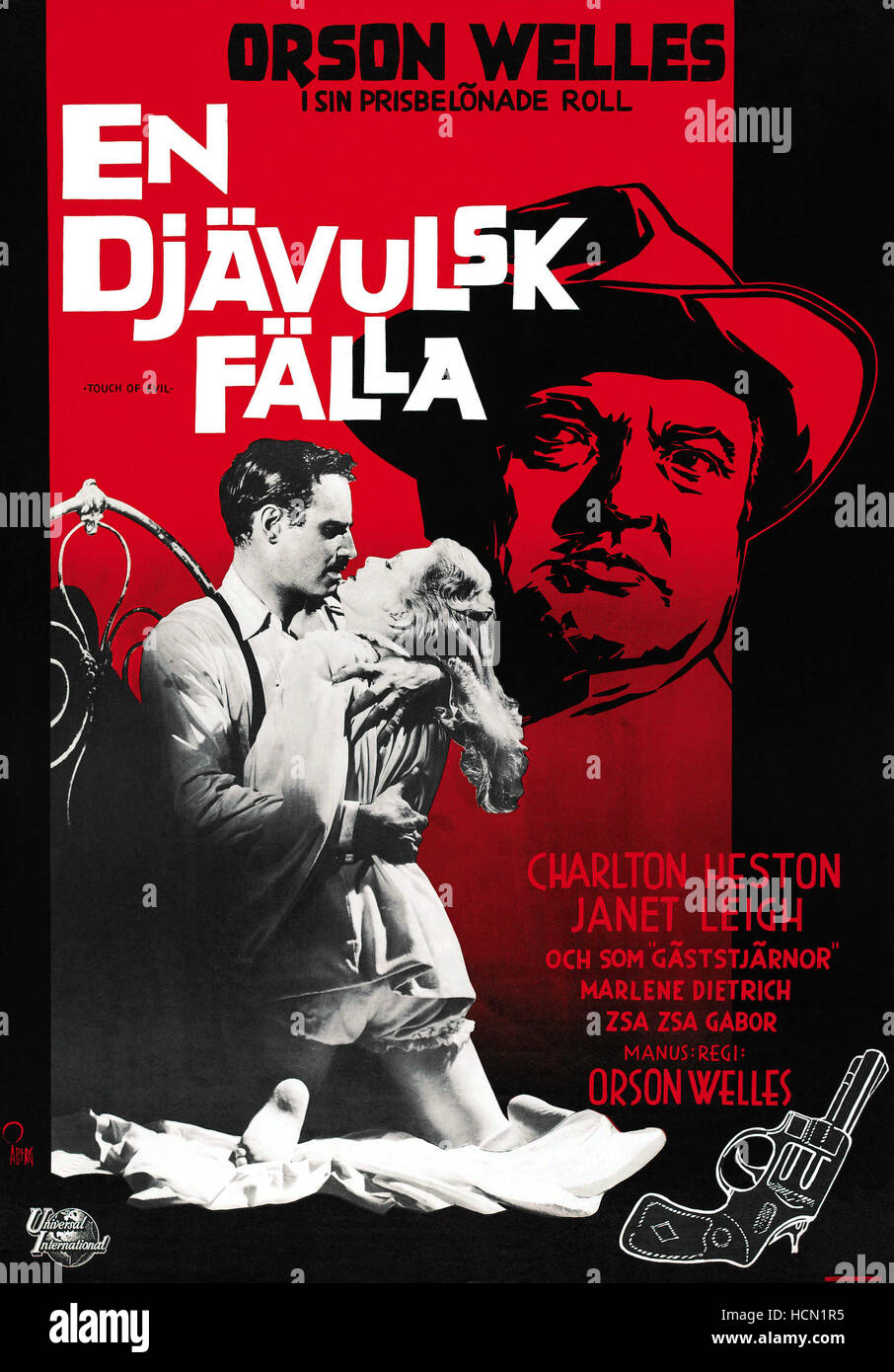 TOUCH OF EVIL, (aka EN DJAVULSK FALLA), Swedish poster, from left ...