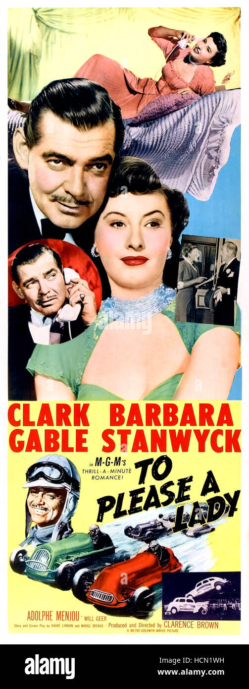 TO PLEASE A LADY, Clark Gable, Barbara Stanwyck, 1950 Stock Photo - Alamy