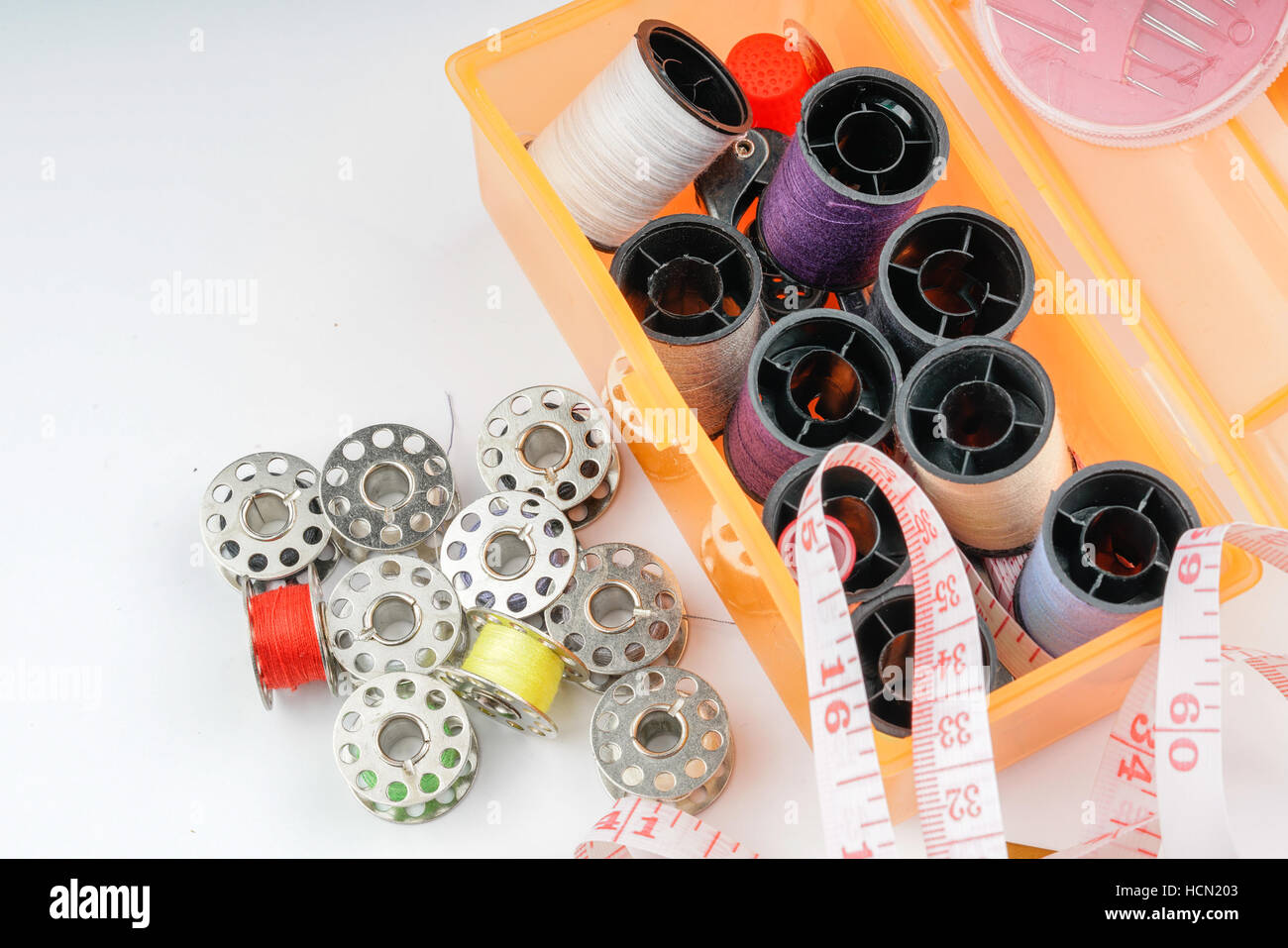 Spools of thread with close up view Stock Photo - Alamy
