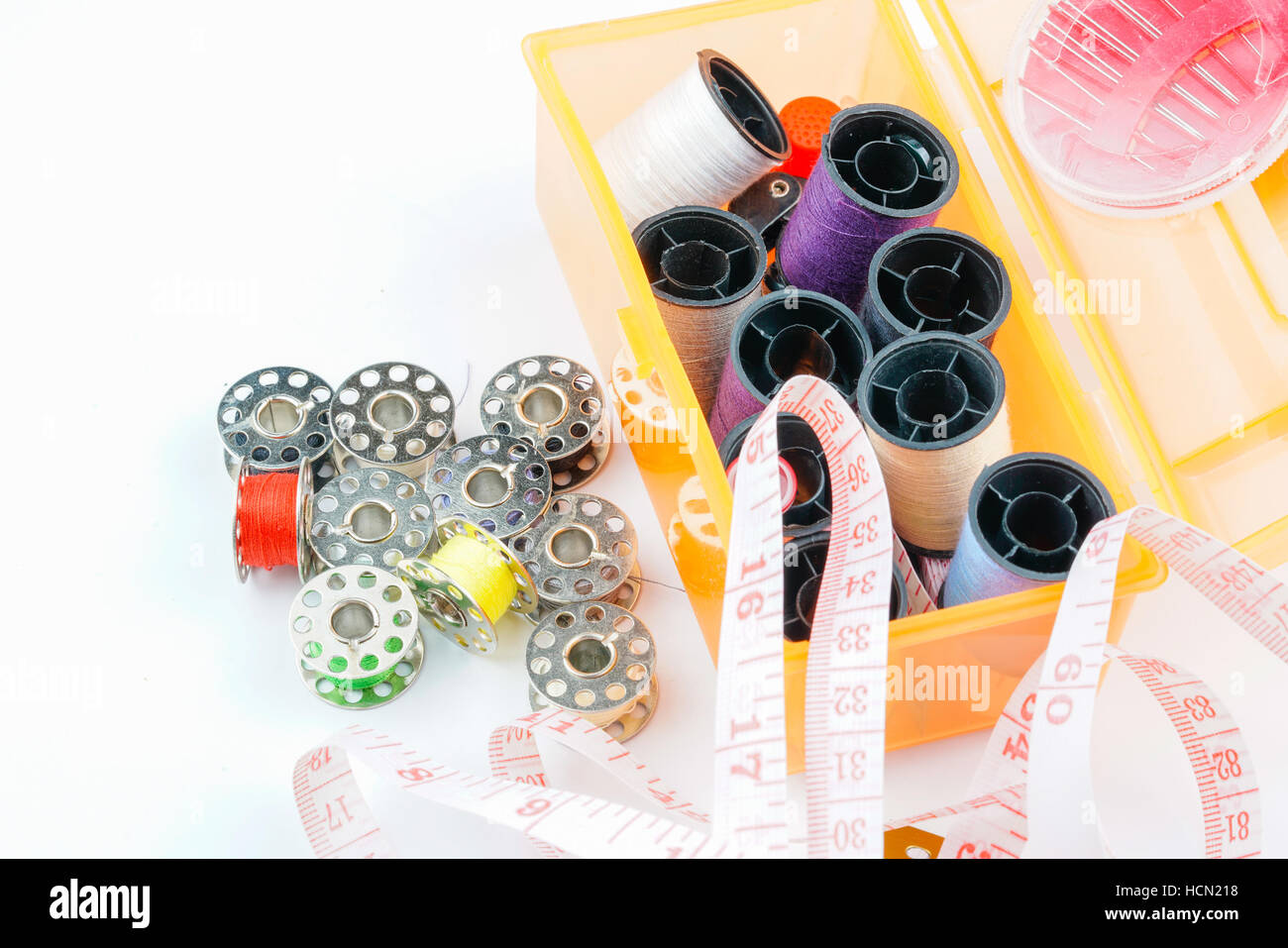 Spools of thread with close up view Stock Photo - Alamy