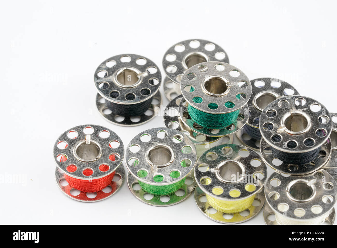 Spools of thread with close up view Stock Photo - Alamy