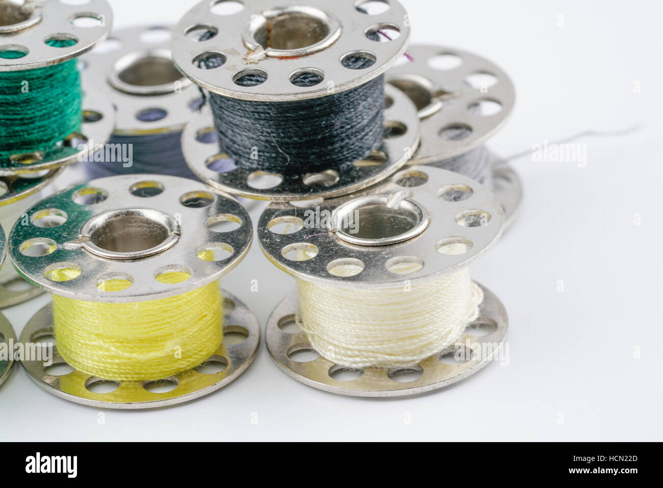 Spools of thread with close up view Stock Photo - Alamy