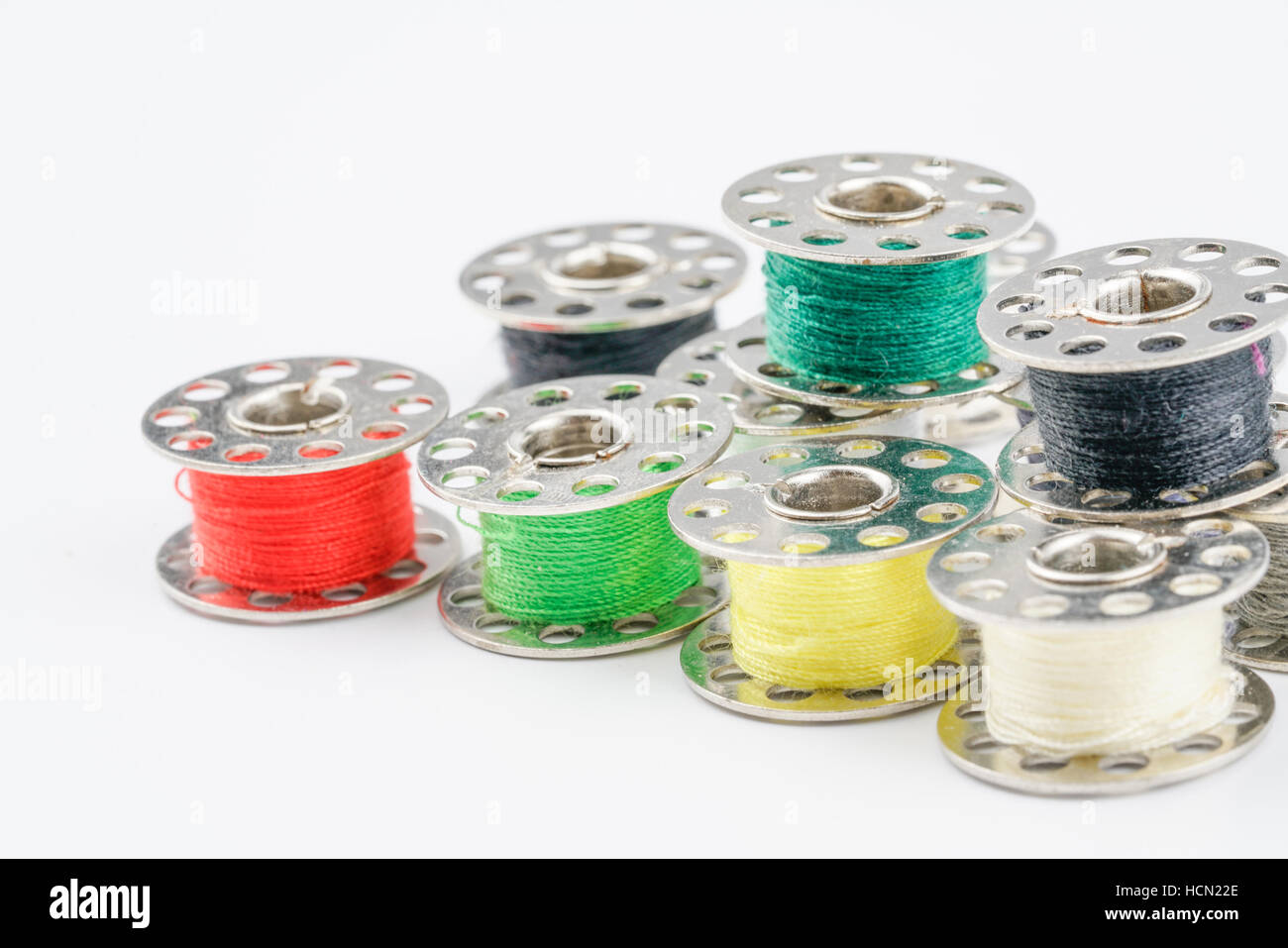 Spools of thread with close up view Stock Photo - Alamy