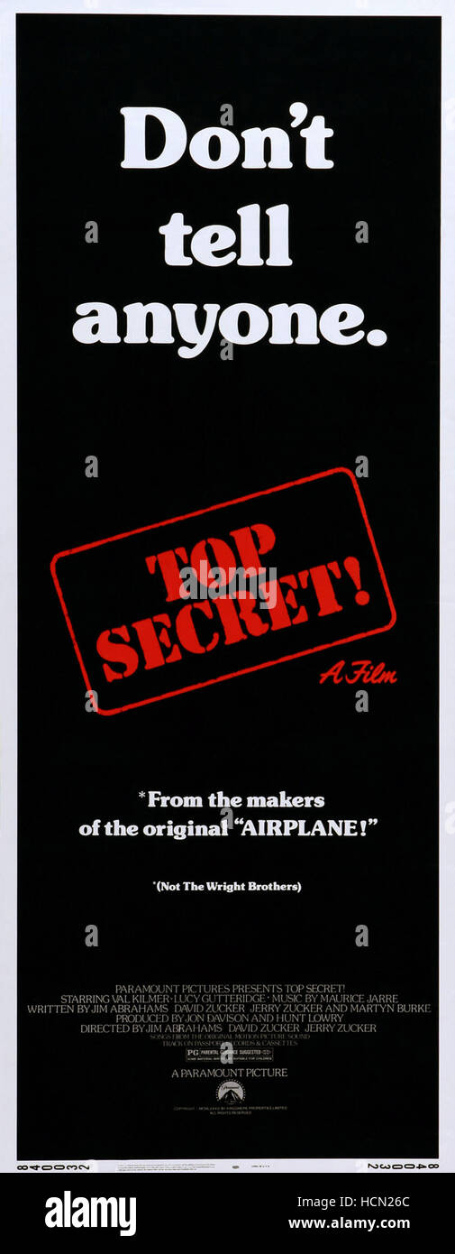 TOP SECRET!, US poster art, 1984. ©Paramount Pictures/courtesy Everett ...