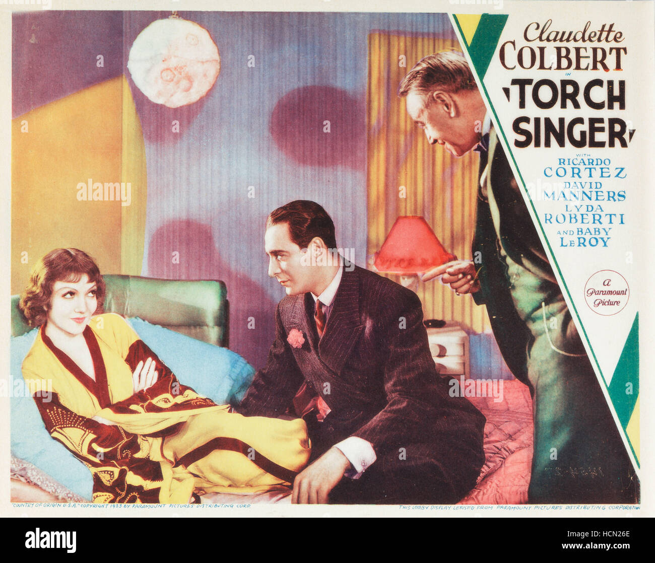 TORCH SINGER, lobbycard, from left: Claudette Colbert, Ricardo Cortez ...
