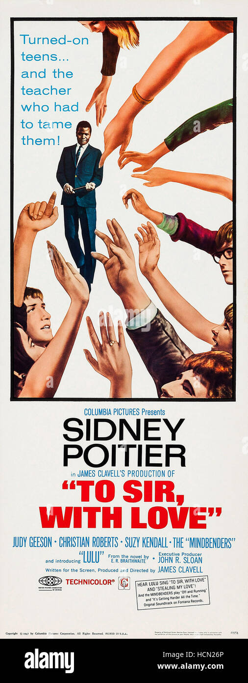TO SIR, WITH LOVE, US poster, Sidney Poitier, 1967 Stock Photo - Alamy