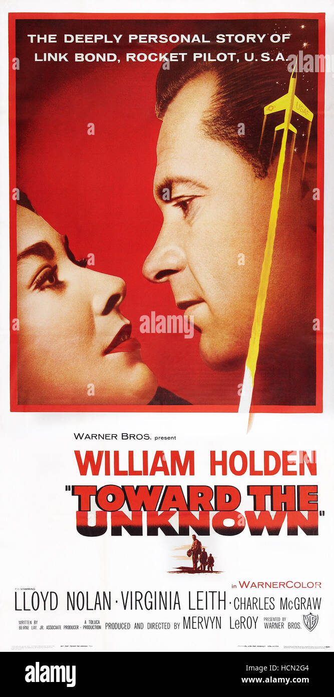 TOWARD THE UNKNOWN, poster art, l-r: Virginia Leith, William Holden, 1956 Stock Photo - Alamy