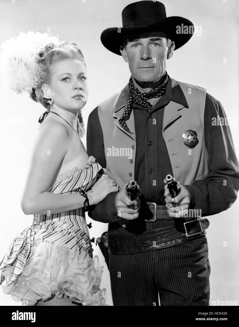 TRAIL STREET, from left: Anne Jeffreys, Randolph Scott as Bat Masterson ...