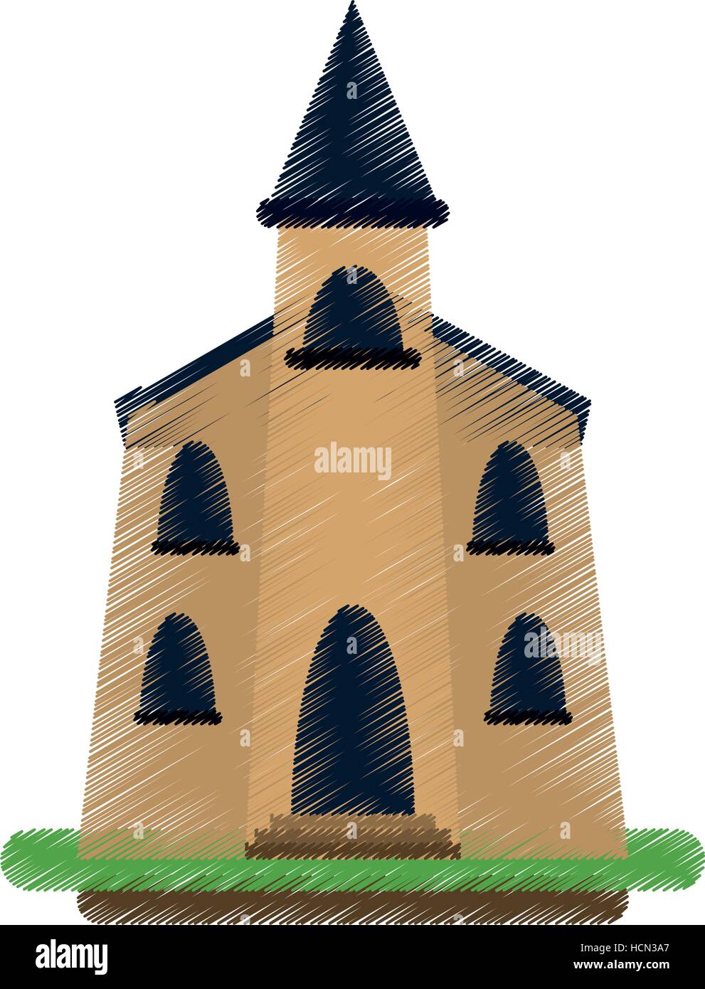 Old historic rural church tower architecture Stock Vector Images - Alamy