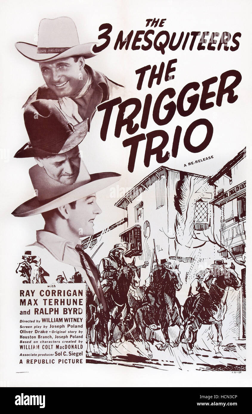 THE TRIGGER TRIO, US poster art, from top: Ray Corrigan, Max Terhune ...