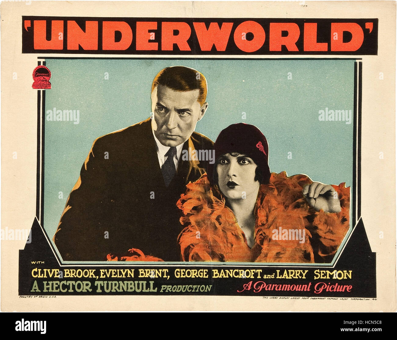 UNDERWORLD, l-r: Clive Brook, Evelyn Brent on lobbycard, 1927 Stock ...