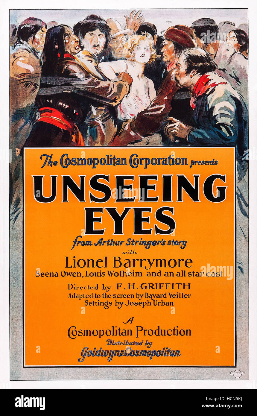 UNSEEING EYES, poster art, center: Seena Owen, 1923 Stock Photo - Alamy