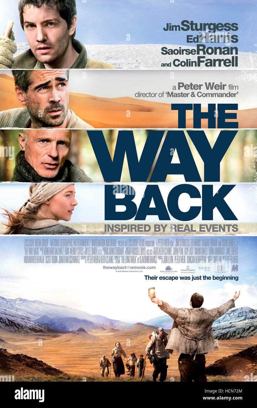 THE WAY BACK, from top: Jim Sturgess, Colin Farrell, Ed Harris, Saoirse ...