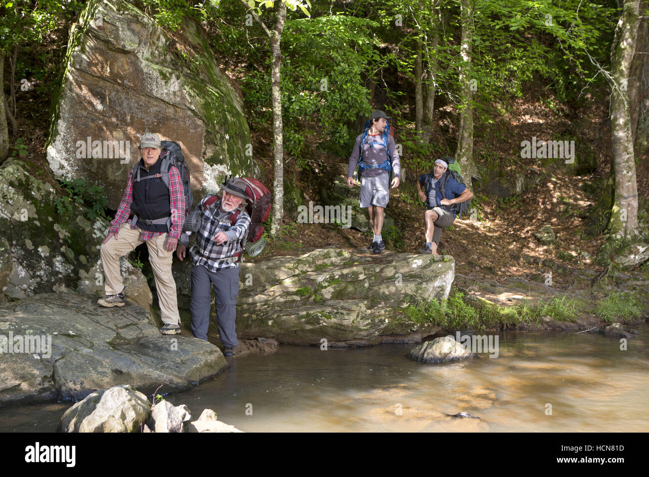 A WALK IN THE WOODS, l-r: Robert Redford, Nick Nolte, Derek Krantz ...