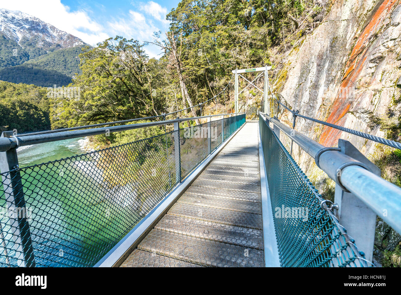 Step on a suspension bridge at Blue Pool, New Zealand Stock Photo - Alamy