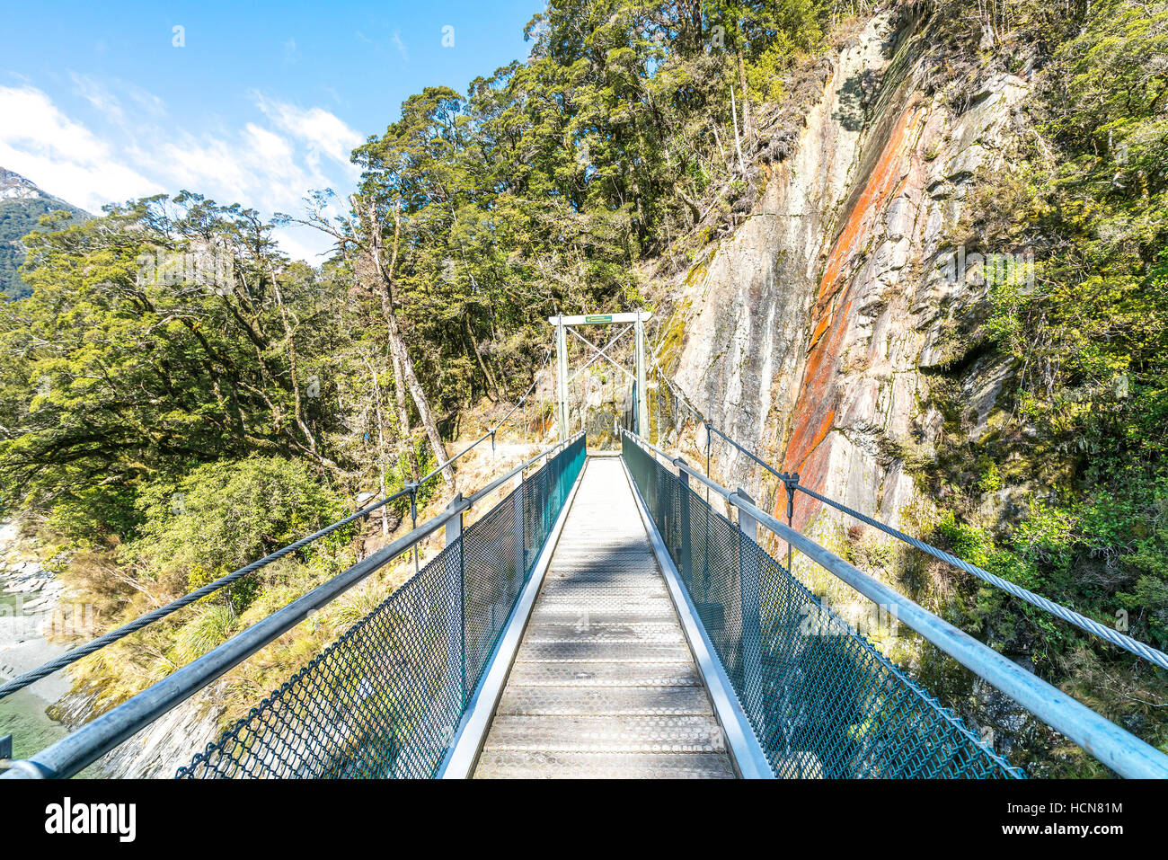 Step on a suspension bridge at Blue Pool, New Zealand Stock Photo - Alamy