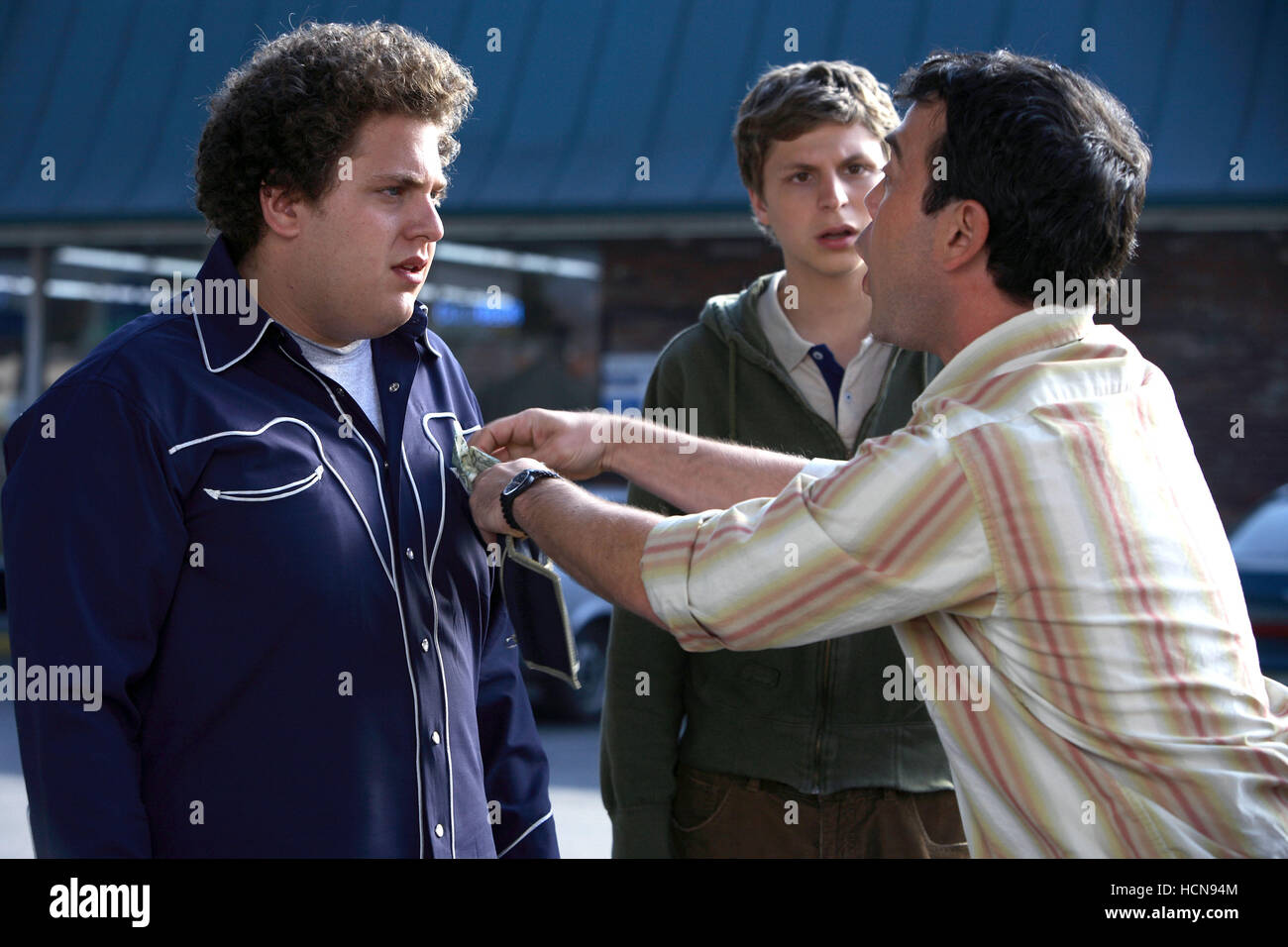 SUPERBAD, Jonah Hill (left), Michael Cera (center), 2007. ©Columbia ...