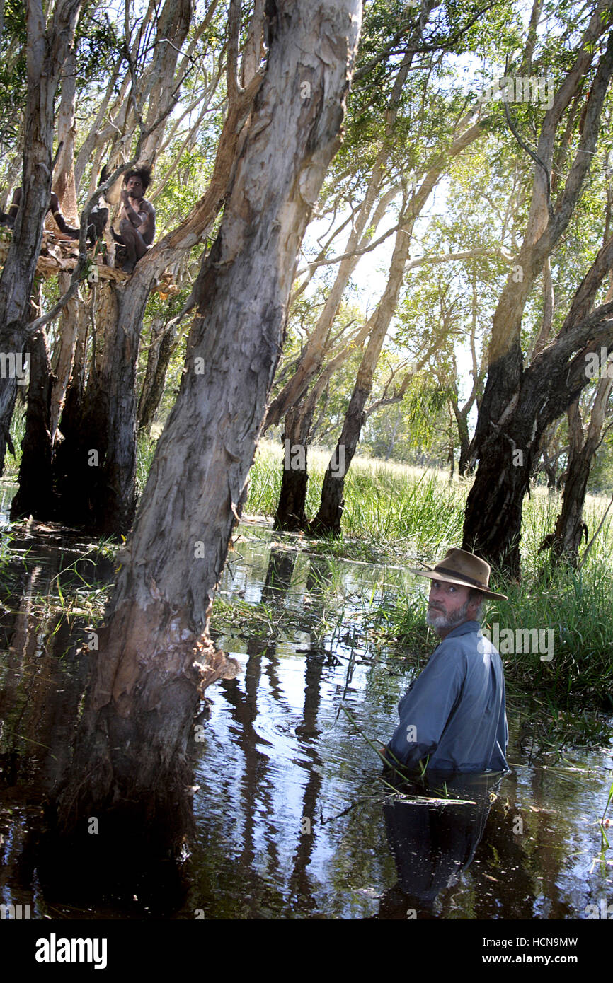 TEN CANOES, director Rolf de Heer (right), on set, 2006. ©Wild Bunch ...