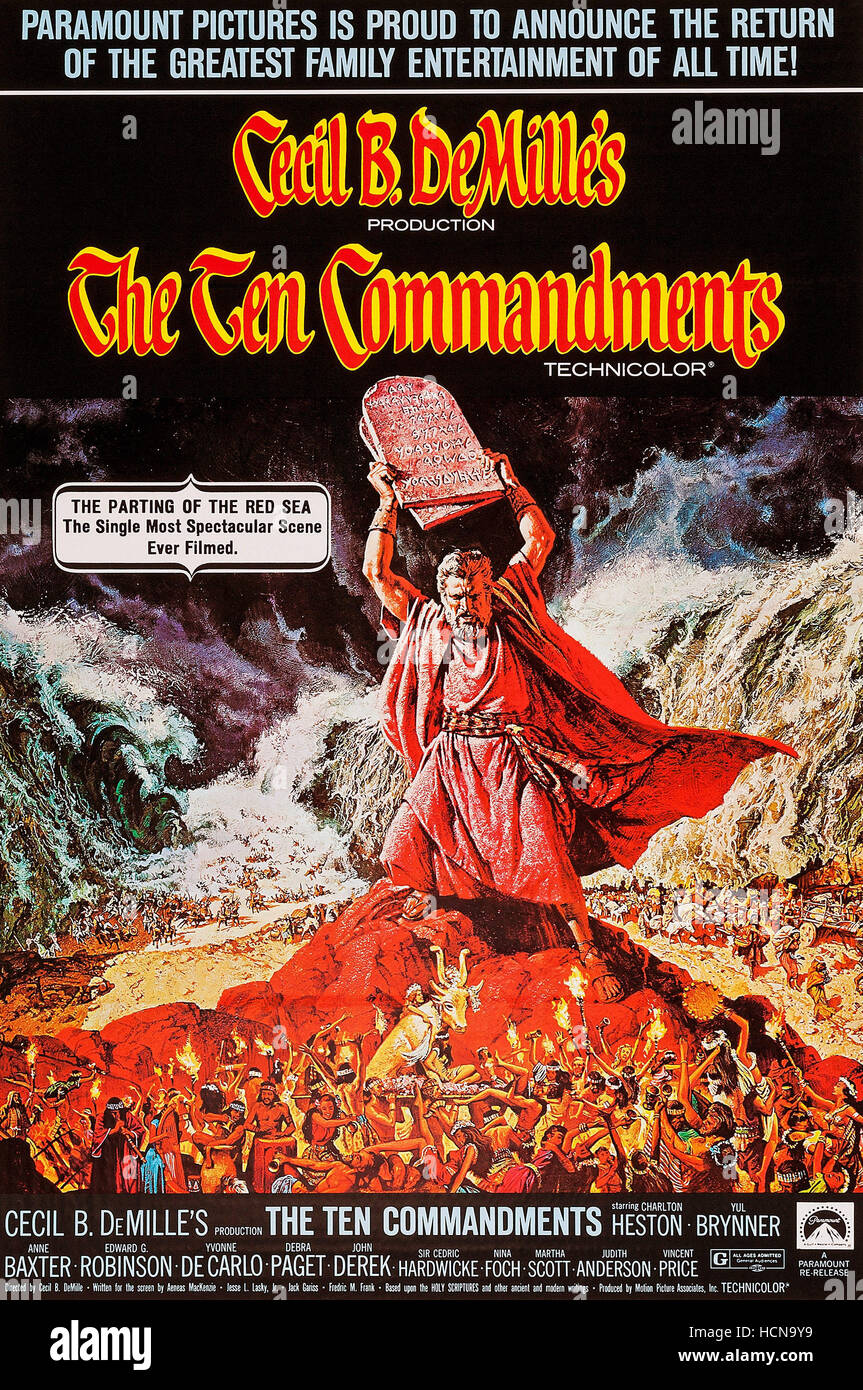 THE TEN COMMANDMENTS, US poster art, Charlton Heston, 1956 Stock Photo ...