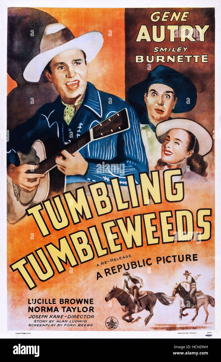 TUMBLING TUMBLEWEEDS, US poster art, from left: Gene Autry, Smiley ...