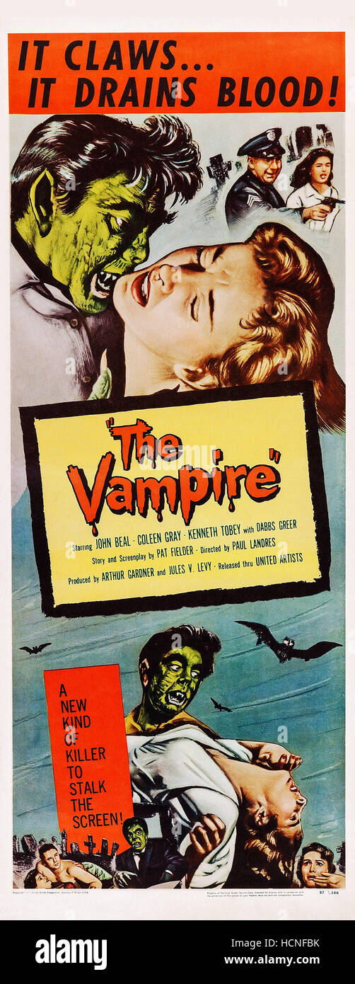 THE VAMPIRE, top and bottom: John Beal, Coleen Gray on poster art, 1957 ...