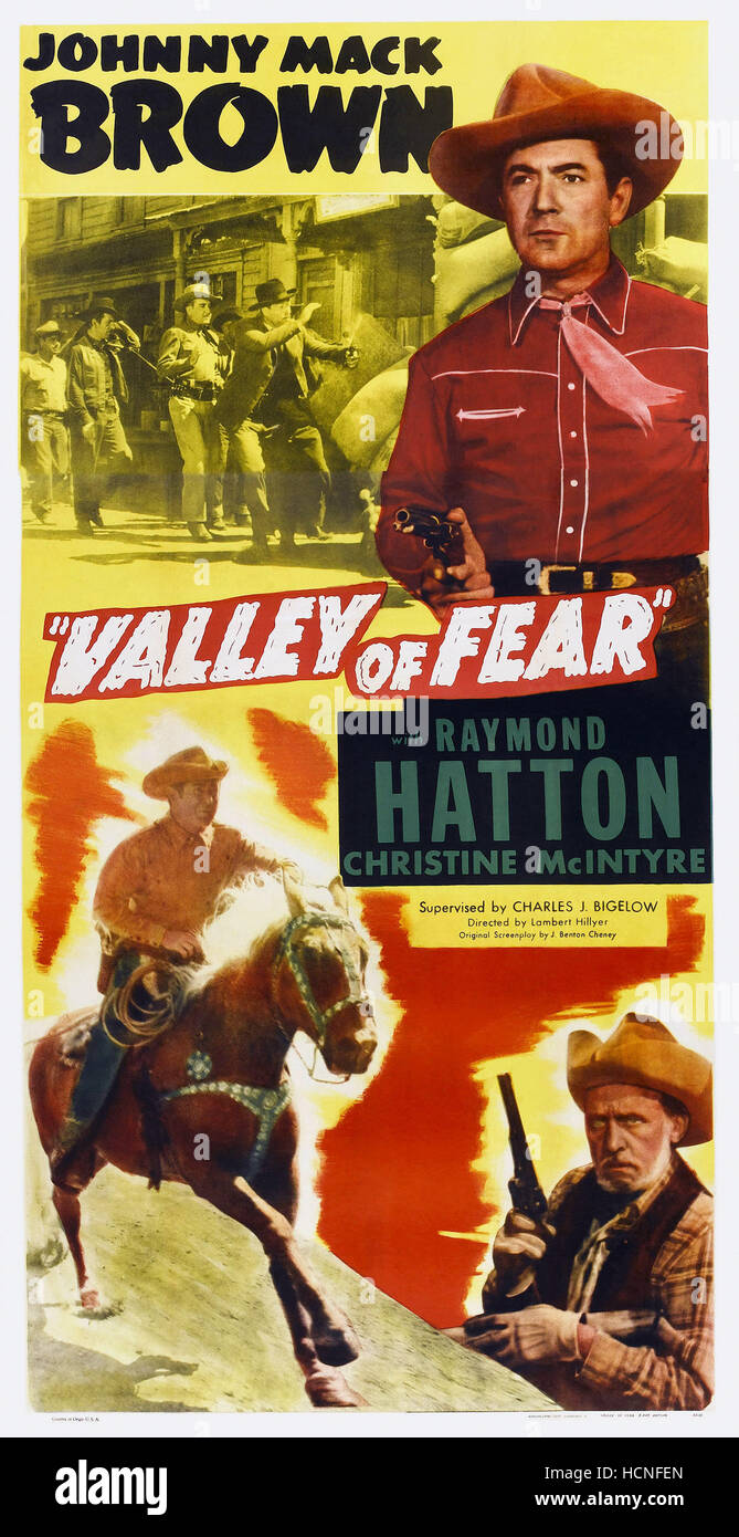 VALLEY OF FEAR, US poster art, top right: Johnny Mack Brown; bottom ...
