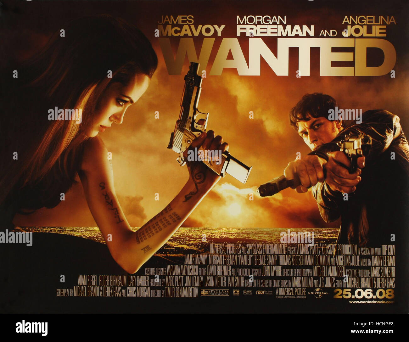 WANTED, British poster art, from left: Angelina Jolie, James McAvoy ...