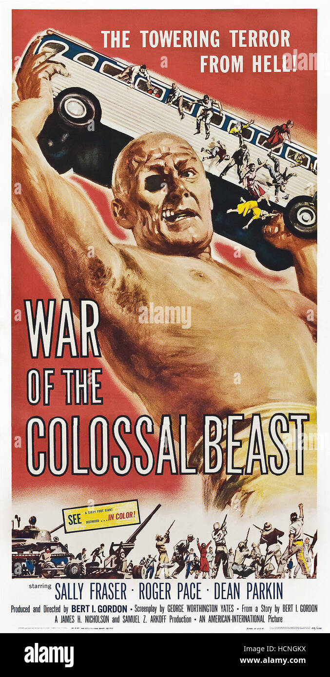 WAR OF THE COLOSSAL BEAST, Dean Parkin on poster art, 1958 Stock Photo ...